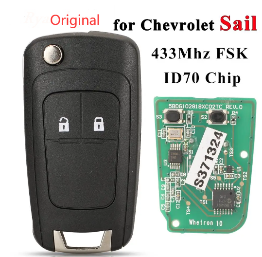 Original 2 Buttons 433MHZ for Chevrolet New Sail 2020+ With 4D70 ...